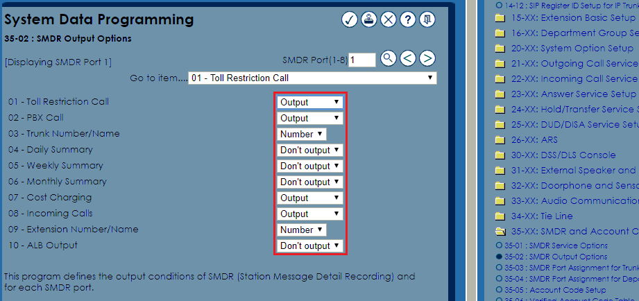 NEC Topaz - SMDR/CDR call logging & accounting
